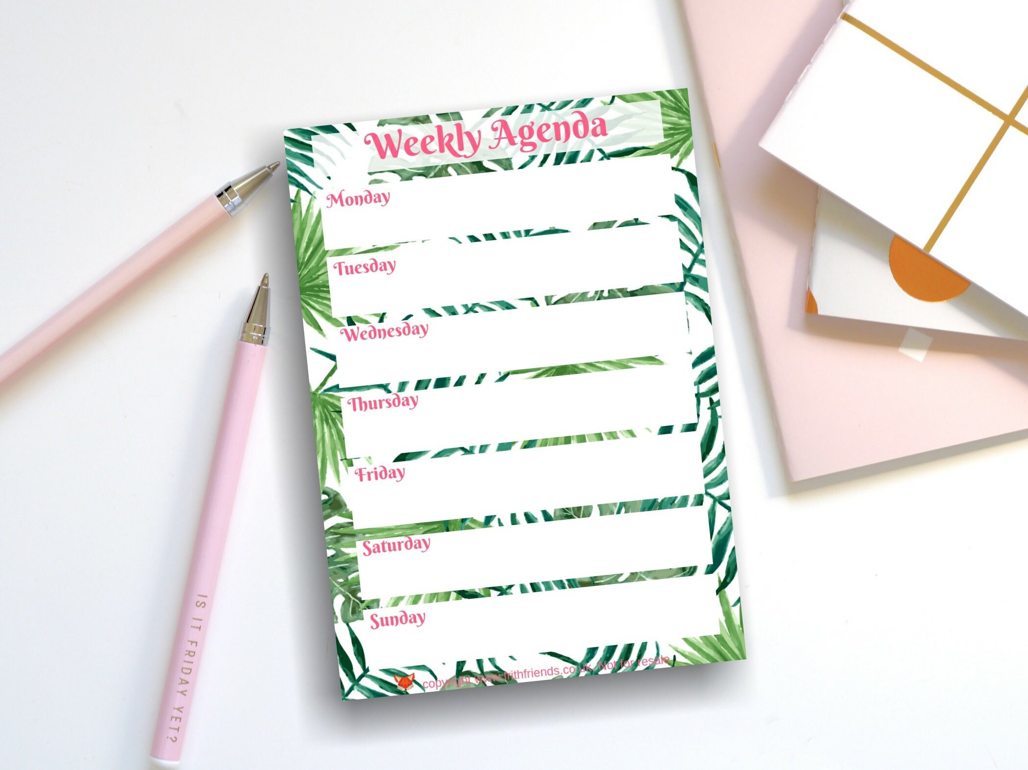 Tropical Weekly Planner Printable, Tropical Downloadable Weekly Agenda ...