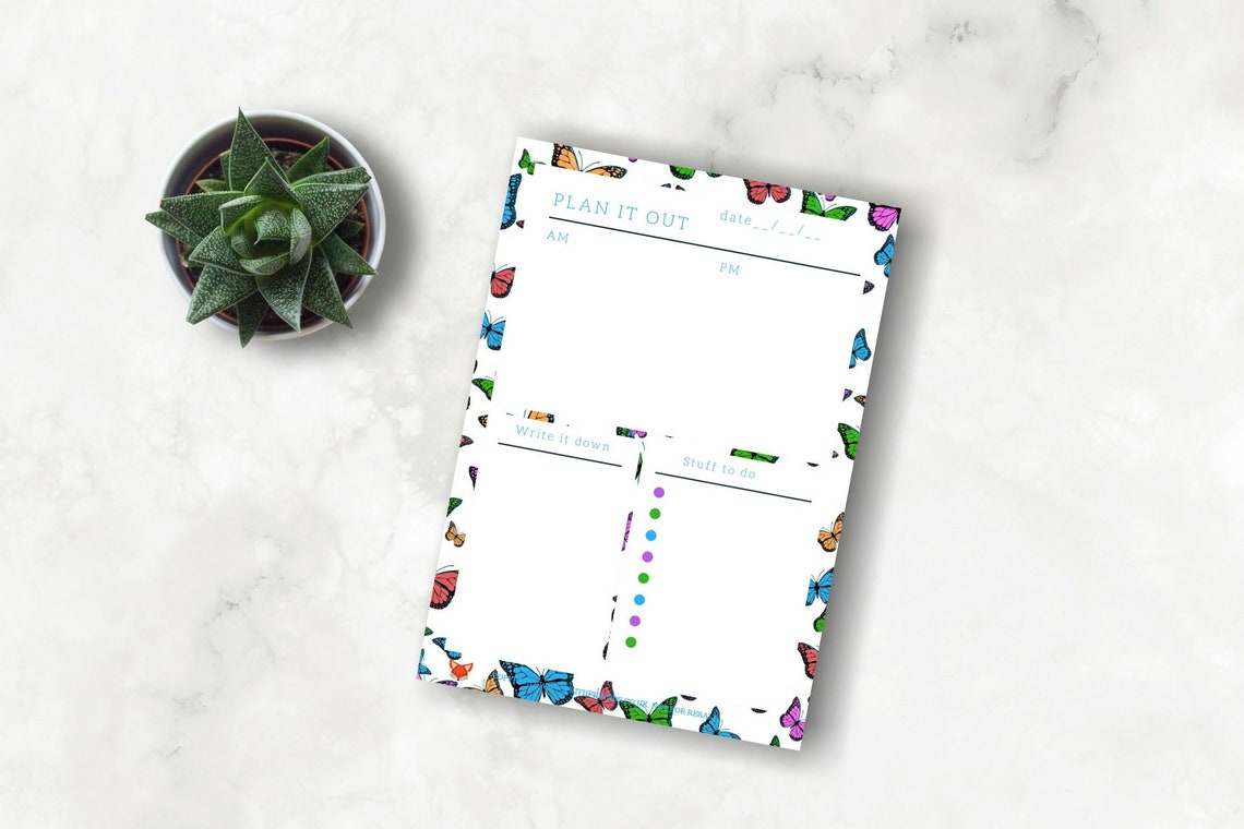 Butterfly Daily Planner Printable, Plan It Out Downloadable, Printable ...