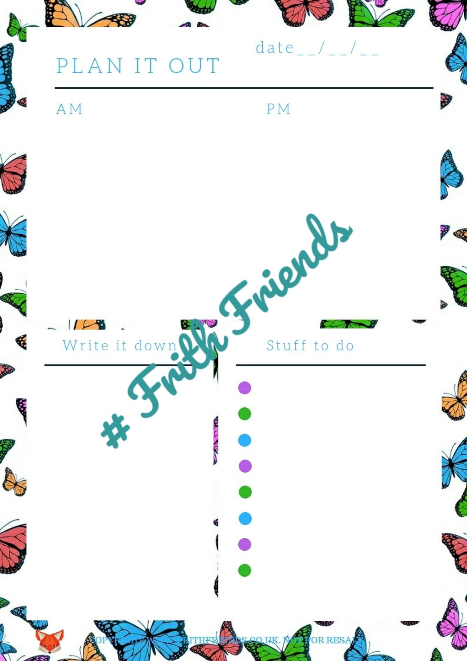 Butterfly Daily Planner Printable, Plan It Out Downloadable, Printable ...