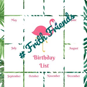 Flamingo Birthday List Printable, Downloadable Birthday Log, Printable ...