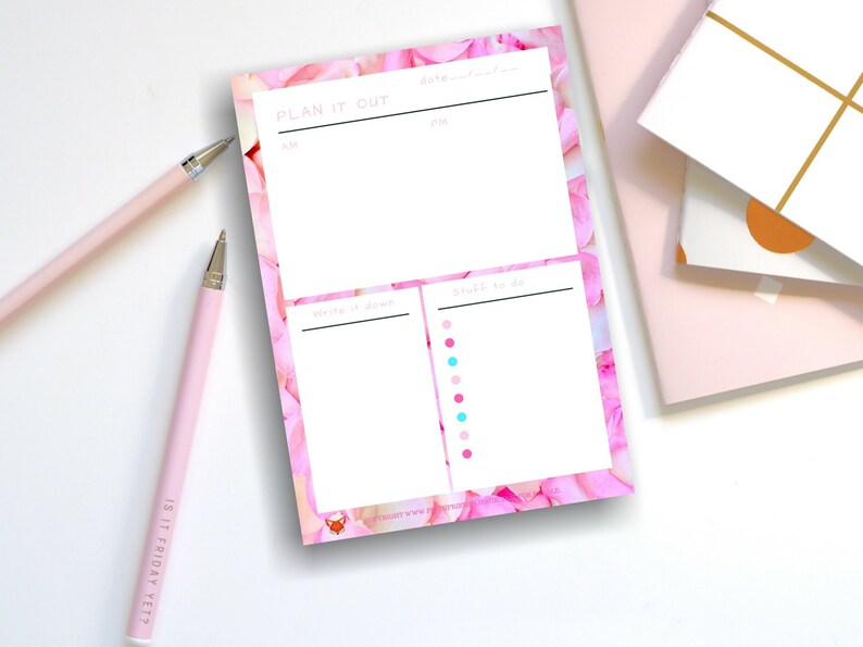 Rose Daily Planner Printable, Plan It Out Downloadable, Rose Petal ...