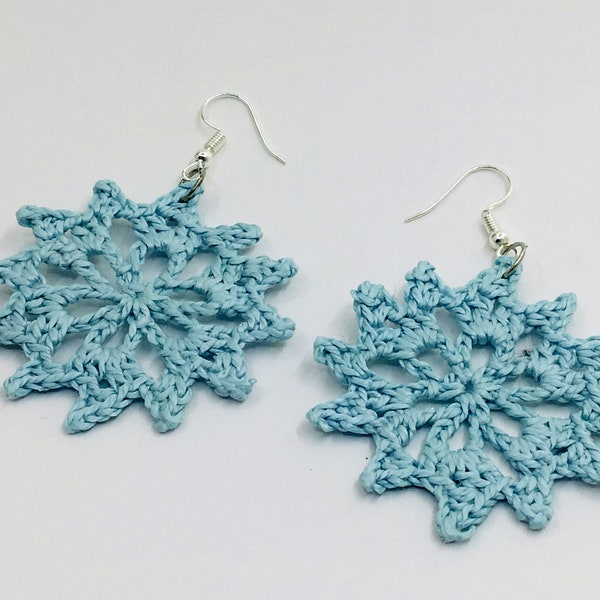 Crochet Snowflake Earrings - Etsy