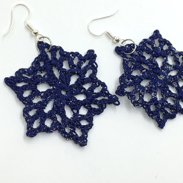 Crochet Snowflake Earrings - Etsy