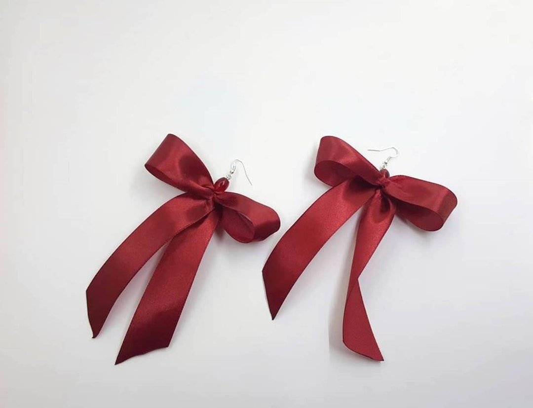 Extra Large Red Ribbon Bow Earrings - Etsy