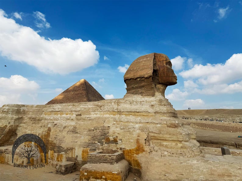 The Great Sphinx and Pyramid of Khufu Giza - Ancient Egypt Wall Art ...