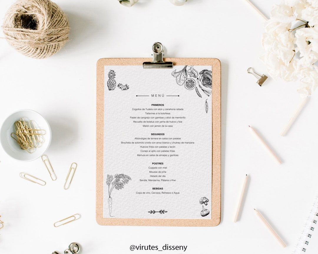 Menu Template Illustration Model // Menu Template // Print - Etsy