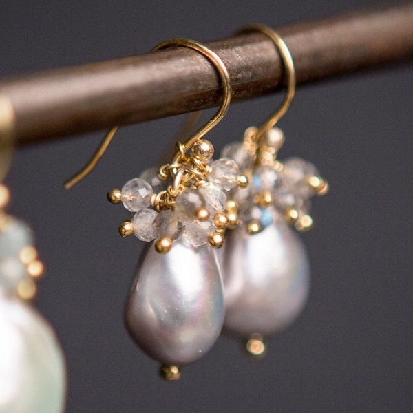 Grey Pearl Earrings - Etsy