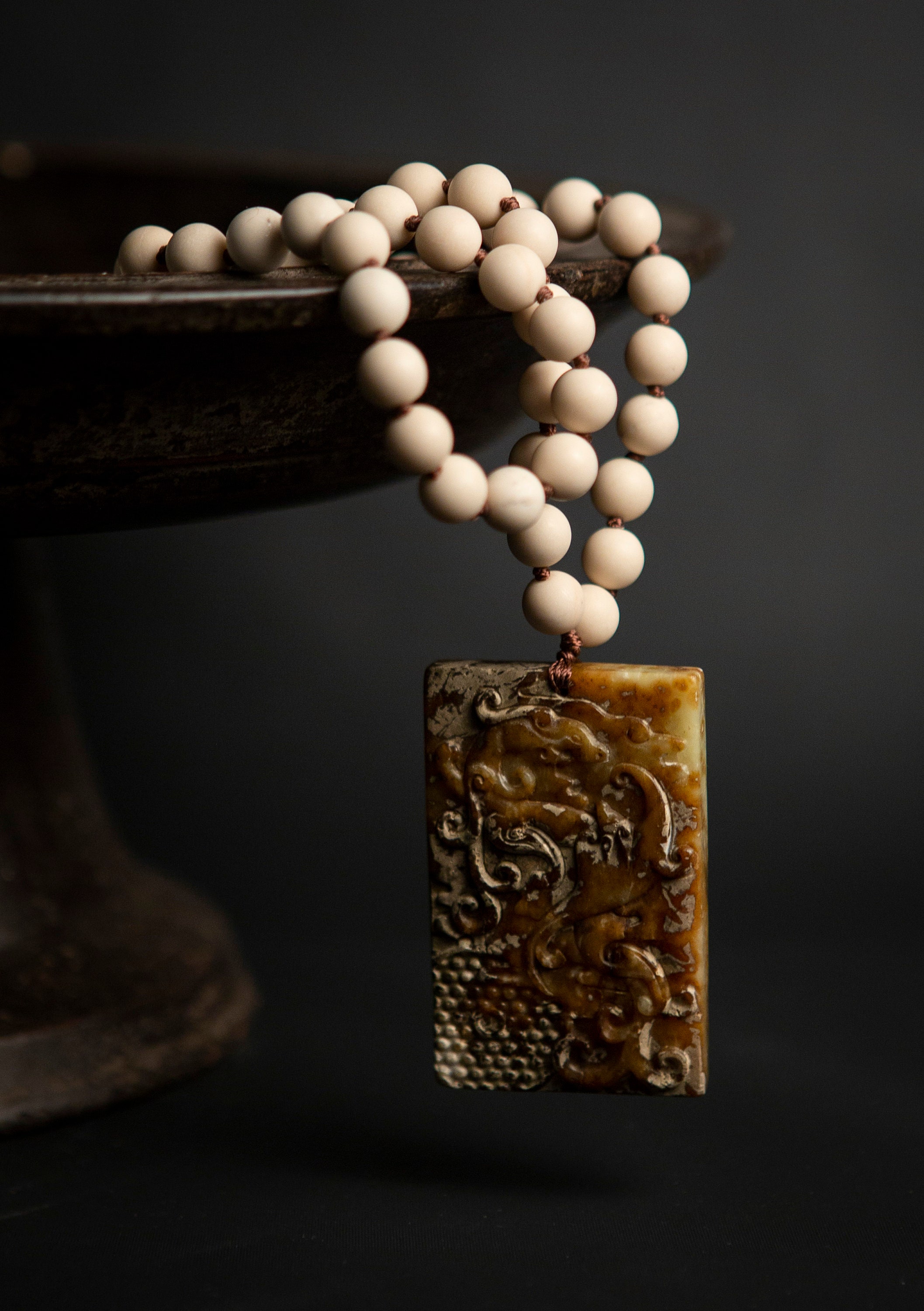 Vintage Jade Pendant on Fossil Coral Necklace - Etsy Singapore