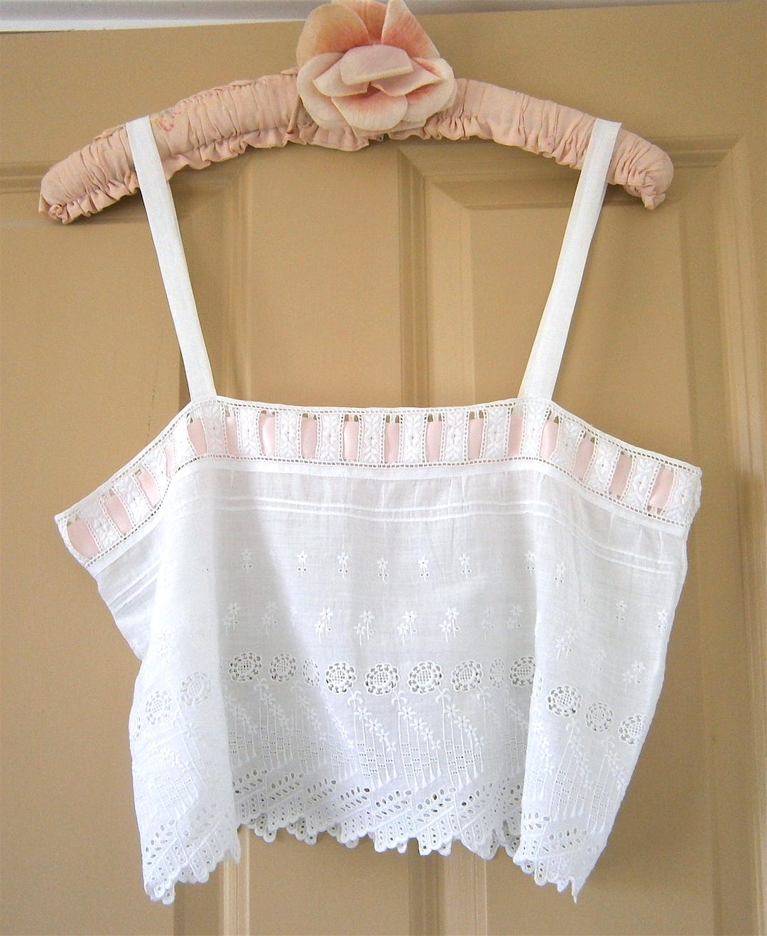 Vintage Cami, White Broderie Anglaise, Top Camisole, Vintage Lingerie ...