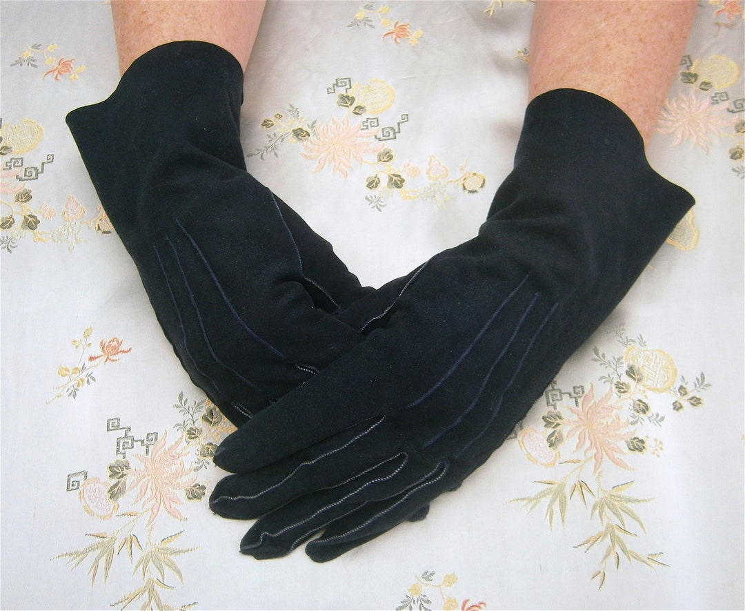 Vintage 1950s 50s Fownes Dark Blue Wrist Length Suede Top - Etsy