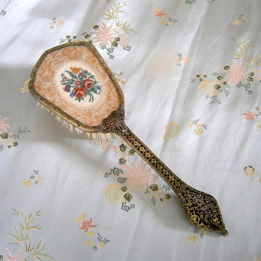 Vintage 1940s 50s Regent of London Petit Point Embroidered Hairbrush - Etsy