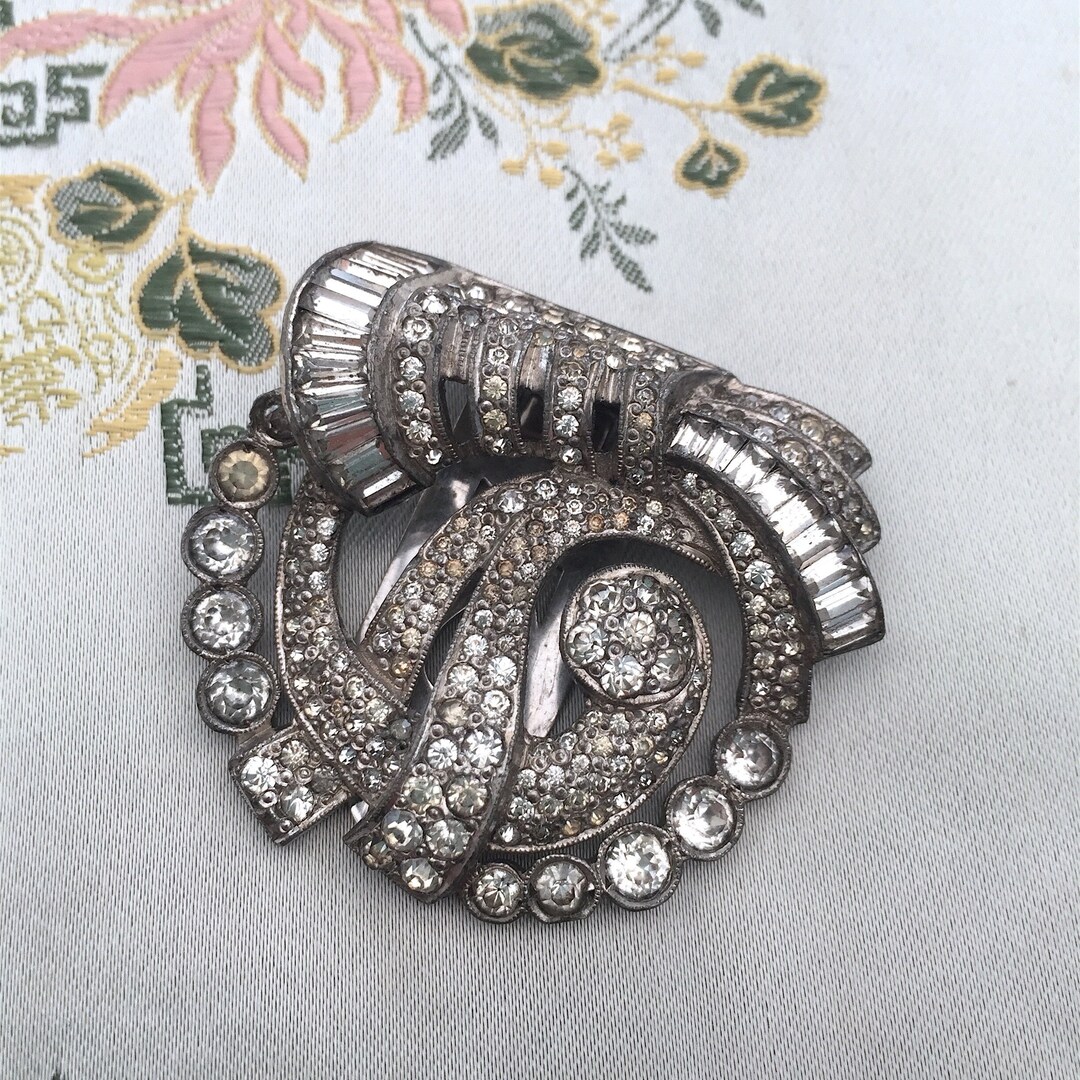 Vintage 1930s 40s Paste Dress Clip Art Deco Dress Clip - Etsy