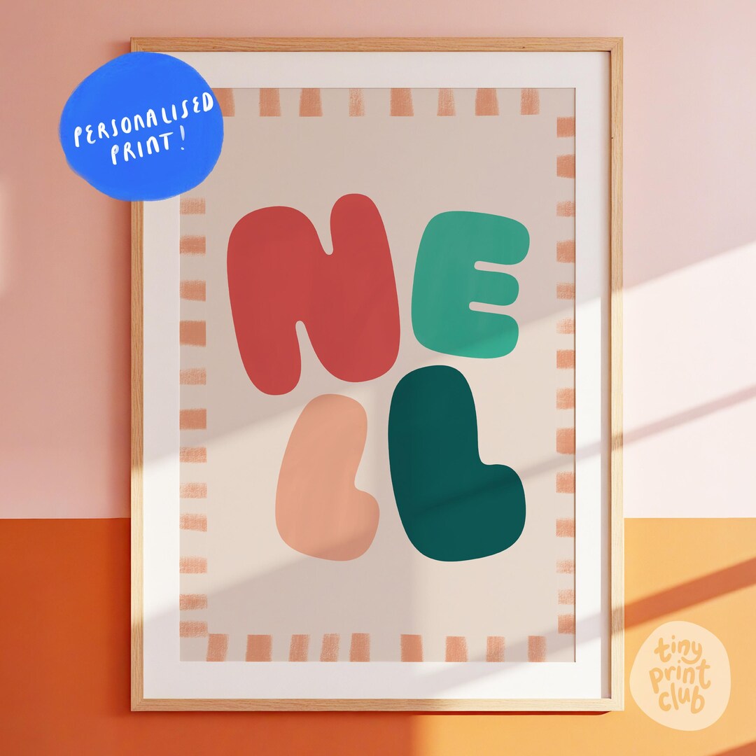 Personalised Kids' Name Print | Custom Bright & Fun Children's Gift - Etsy