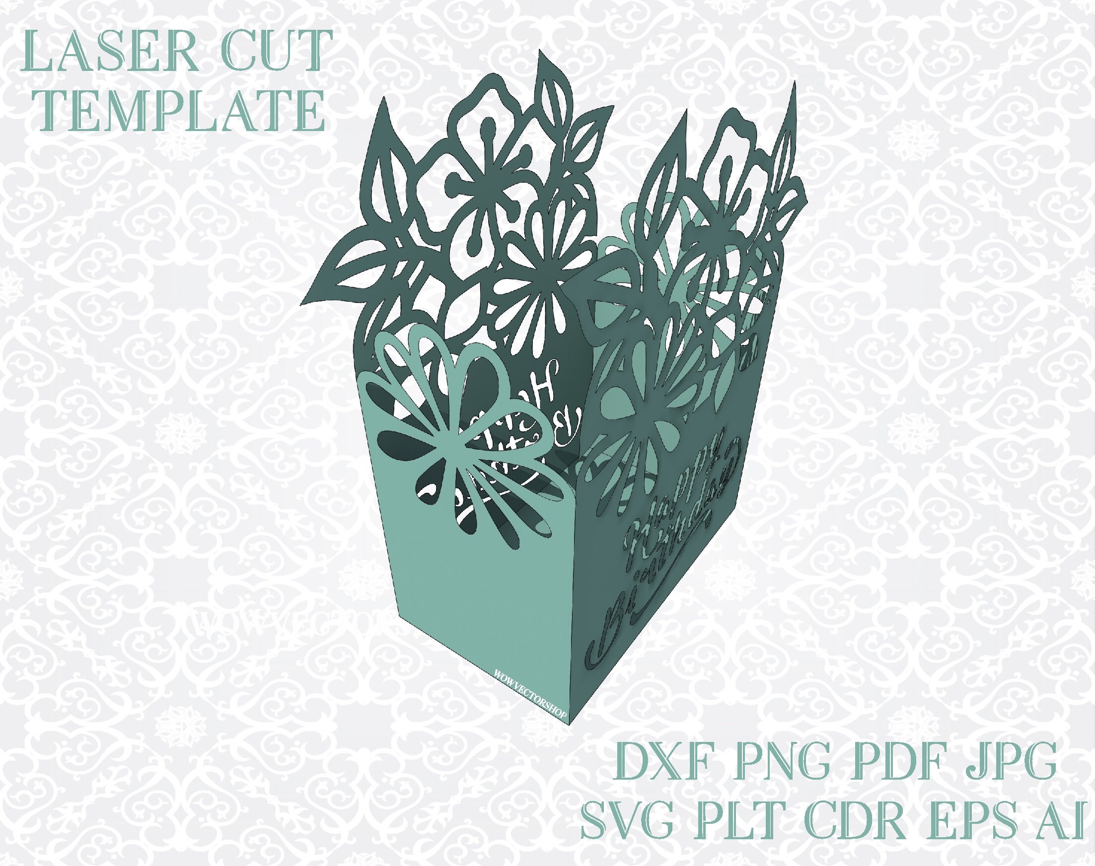 Flower Gift Box Vector Model SVG DXF Ai CDR Eps Laser | Etsy India