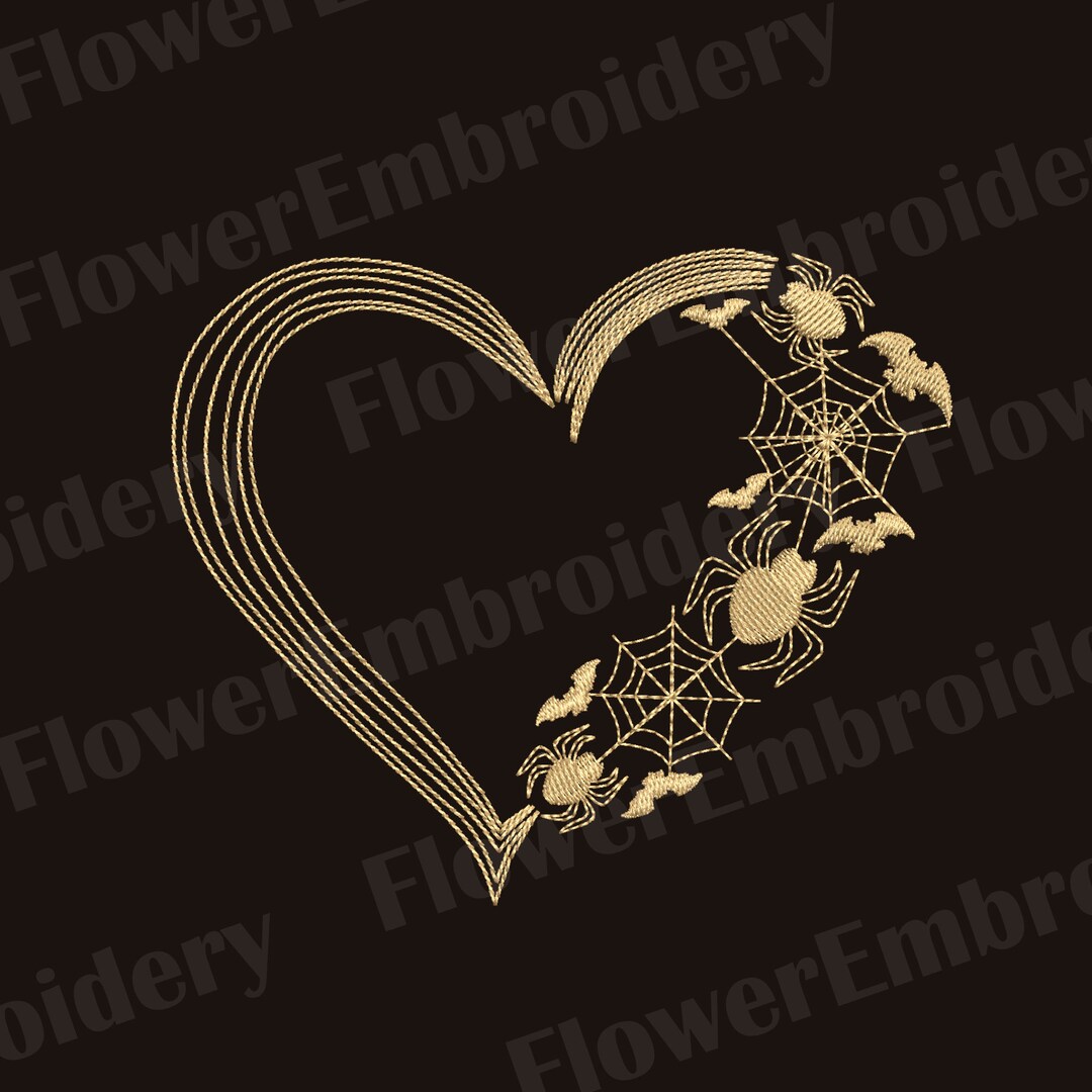 Halloween Bats & Spiders Heart Embroidery Design (digital Download) - Etsy