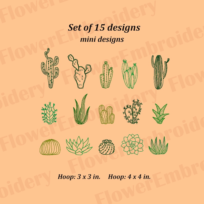 Cactus Embroidery Design Machine Embroidery Designs Cactus - Etsy