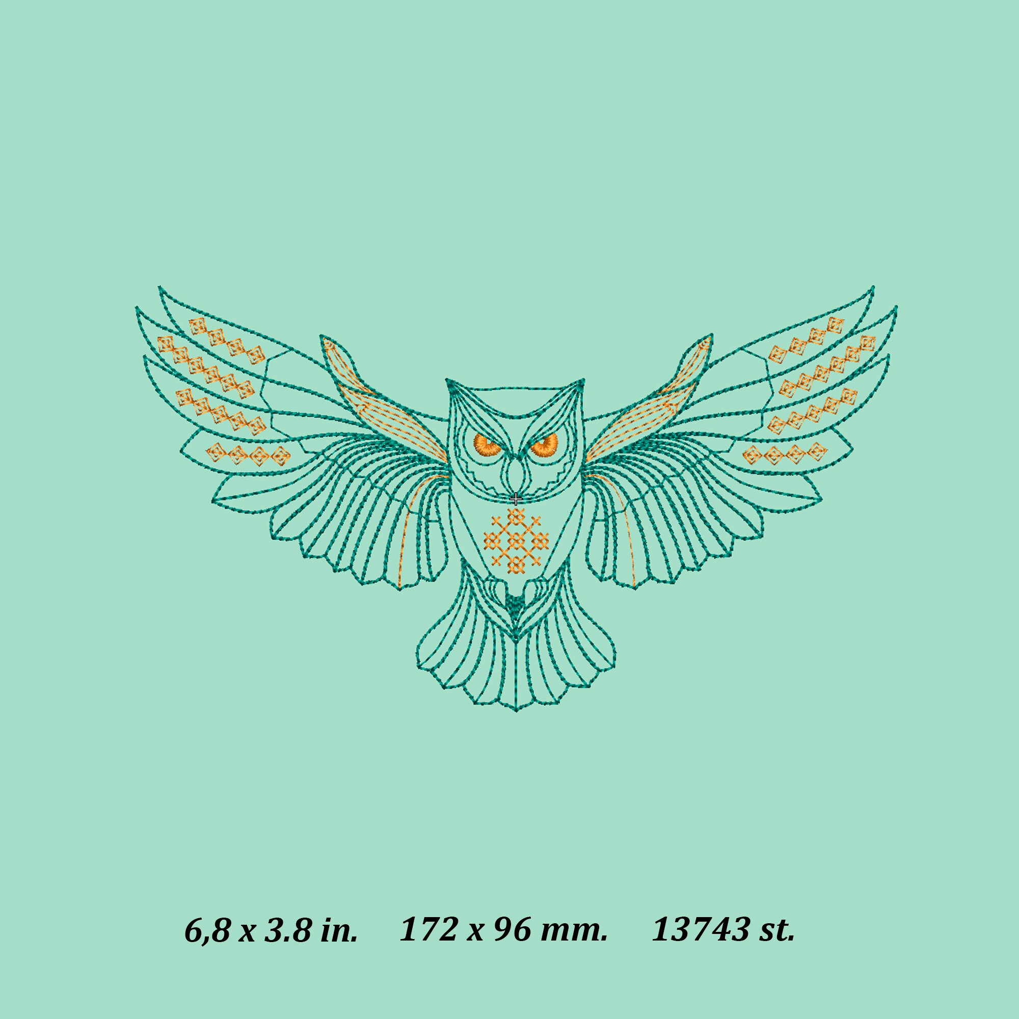 Owl Embroidery 7x4 Ininstant DOWNLOAD Digitized Pattern - Etsy