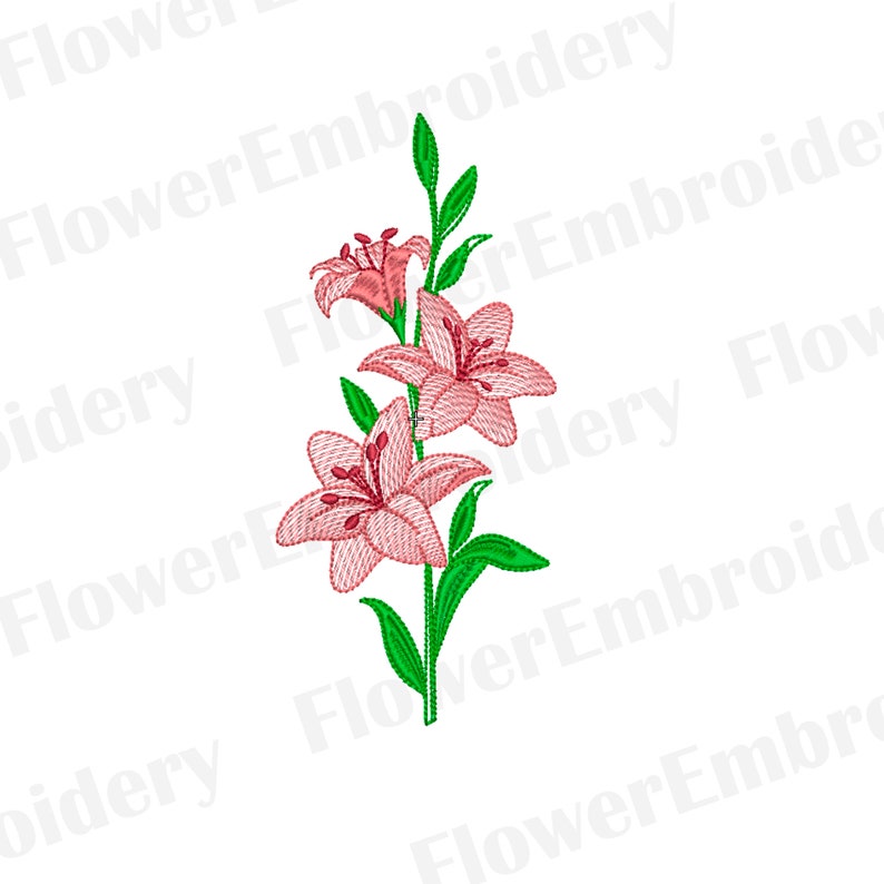 Lilies Machine Embroidery Design Flora Embroidery Line Art Embroidery ...