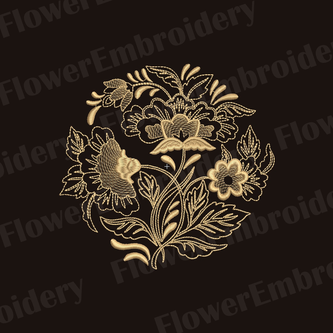 Floral Folk Art Machine Embroidery Design (DST, PES) - Etsy