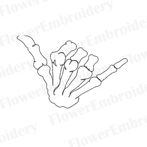 Shaka Skeleton Hand Sign Embroidery Skeleton Hand Embroidery Design Day ...