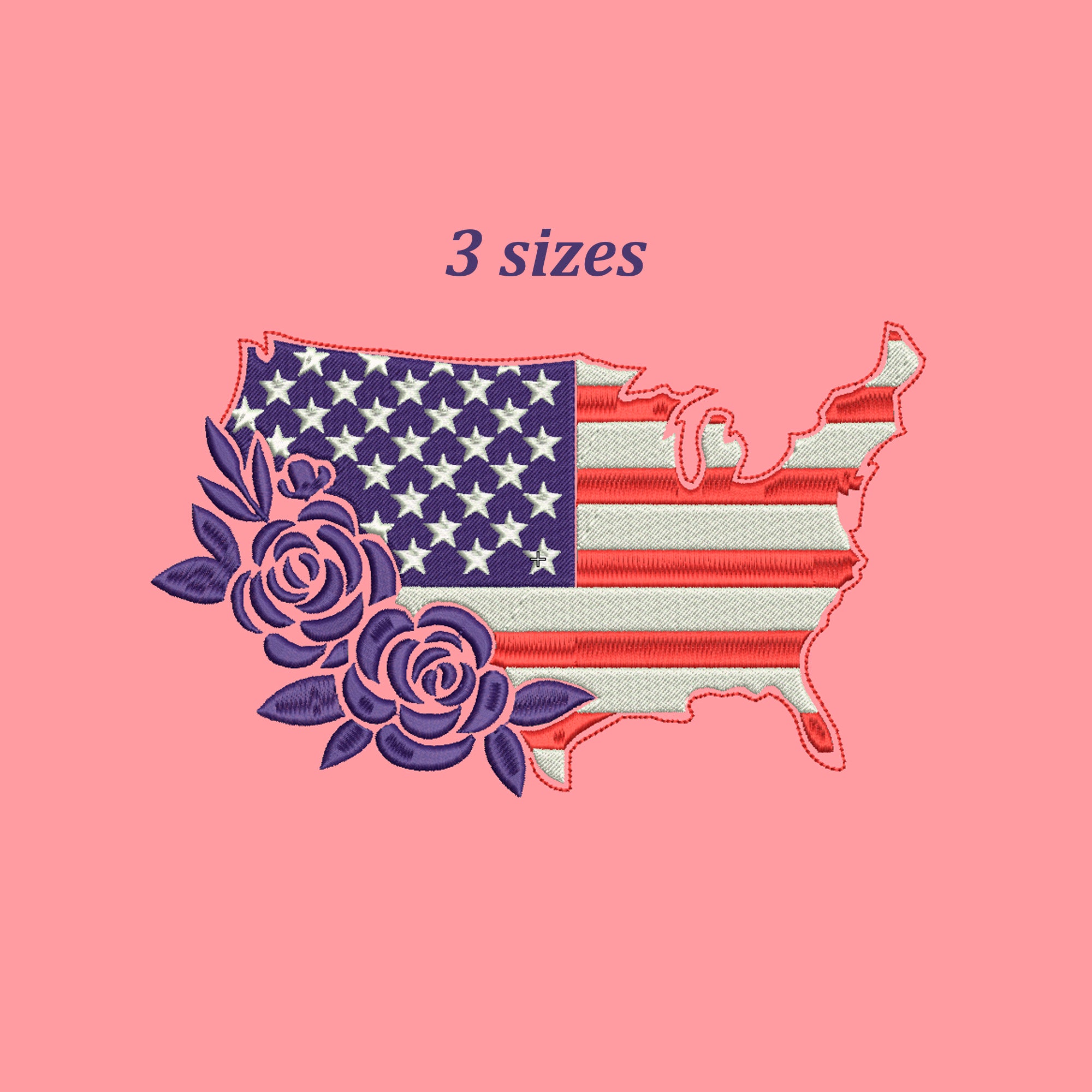 American Flag Machine Embroidery Design USA Flag Design - Etsy