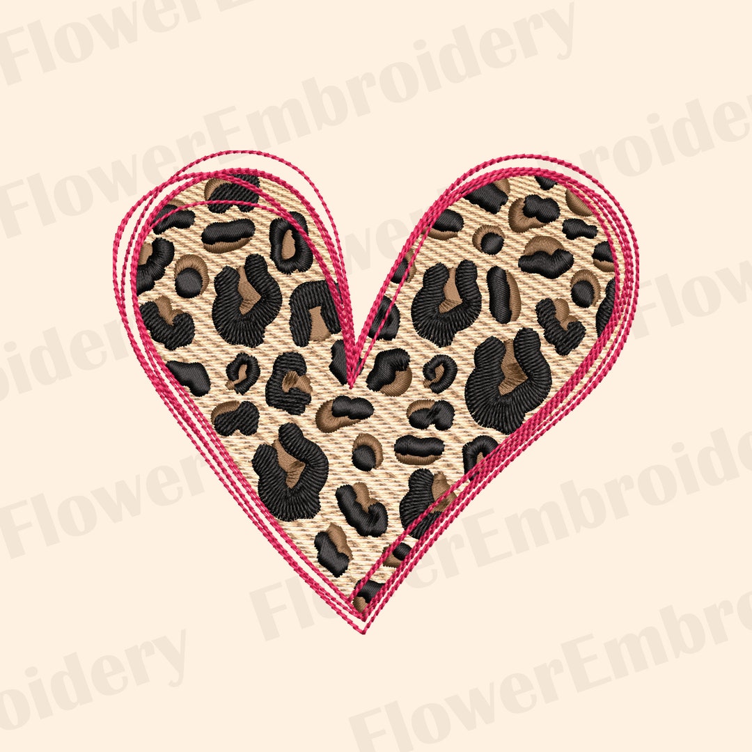 Leopard Heart Machine Embroidery Design: Valentine's Day (digital ...