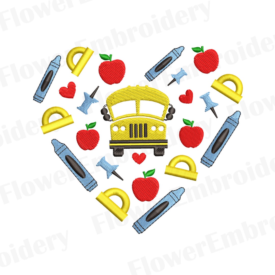 Teacher Day Machine Embroidery Design School Apple Machine Embroidery ...