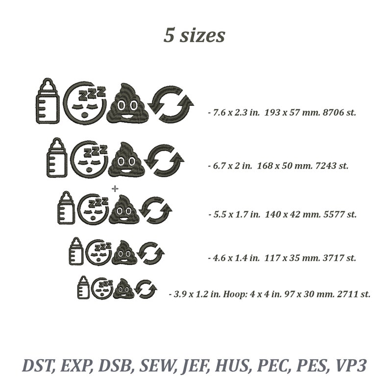 Eat Sleep Poop Repeat Poop Embroidery Design Files Baby - Etsy