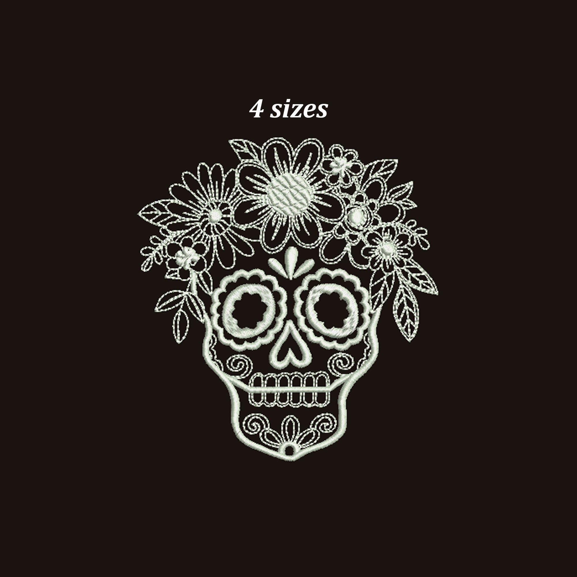 Sugar Skull Embroidery Design Line Art Embroidery One Line - Etsy