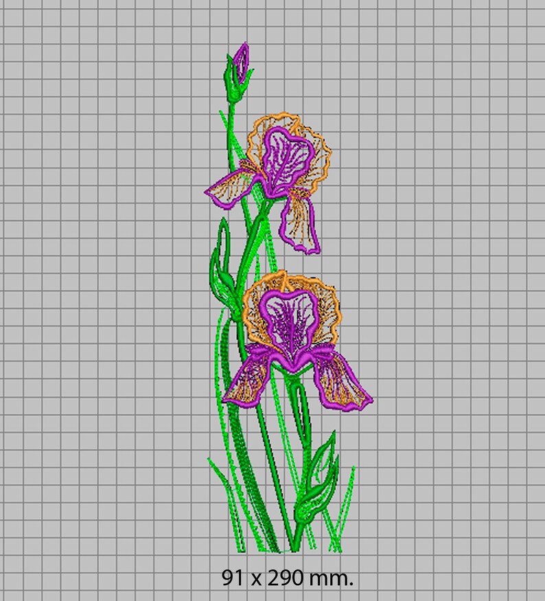 Iris Machine Embroidery Design Blooming Iris Embroidery Design - Etsy