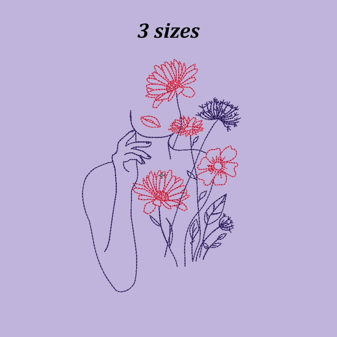 Girl With Flowers Embroidery Designs Digital Embroidery Designs Female ...