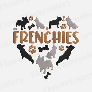 French Bulldog Embroidery Design: Dog Mom Frenchie Silhouette (10 ...