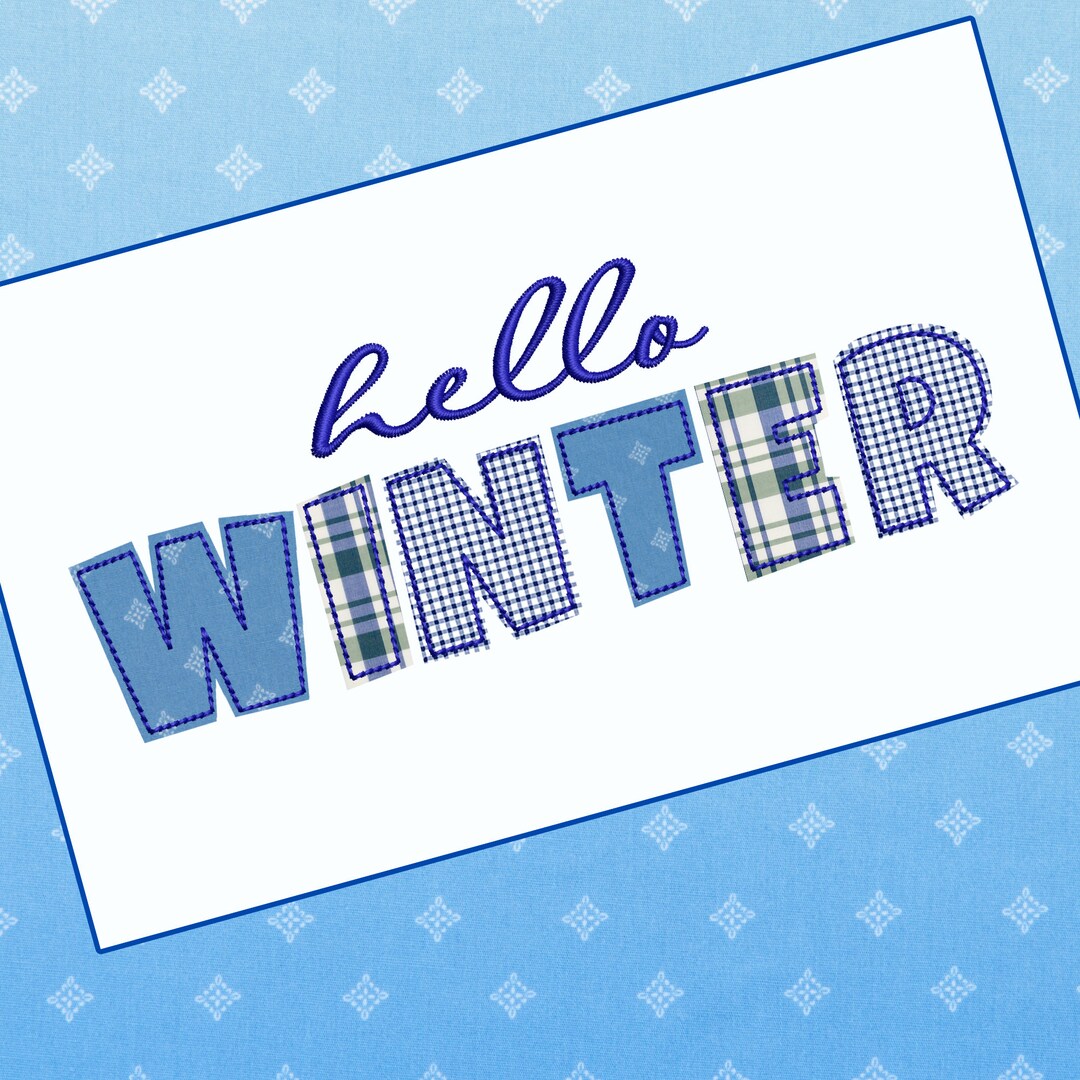 Hello Winter Applique Machine Embroidery Design (10 Formats) - Etsy