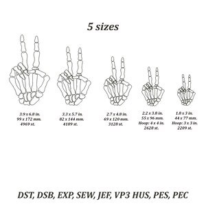 Skeleton Peace Hand Skeleton Peace Signskeleton Hand Embroidery Design ...