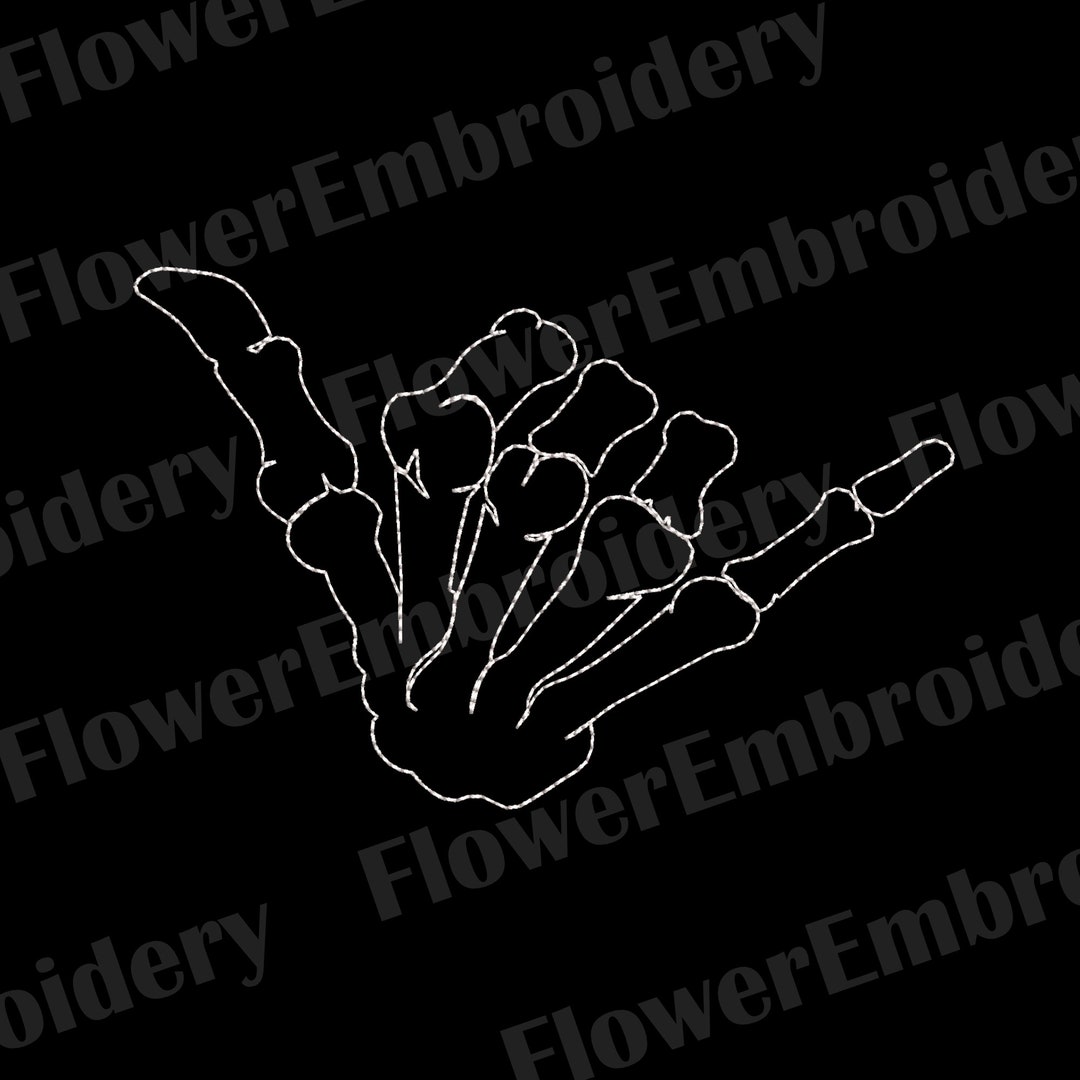 Shaka Skeleton Hand Sign Embroidery Skeleton Hand Embroidery - Etsy