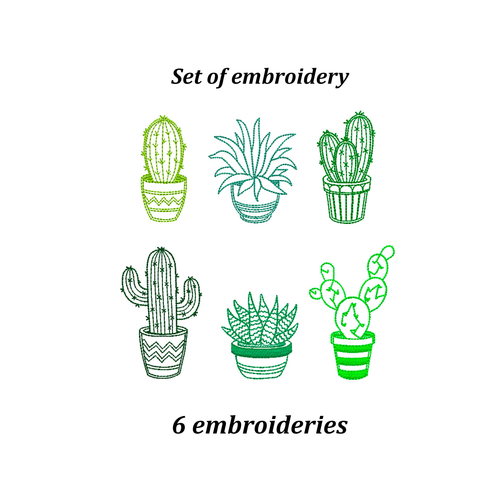 Cactus embroidery design Plant embroidery design Embroidery | Etsy