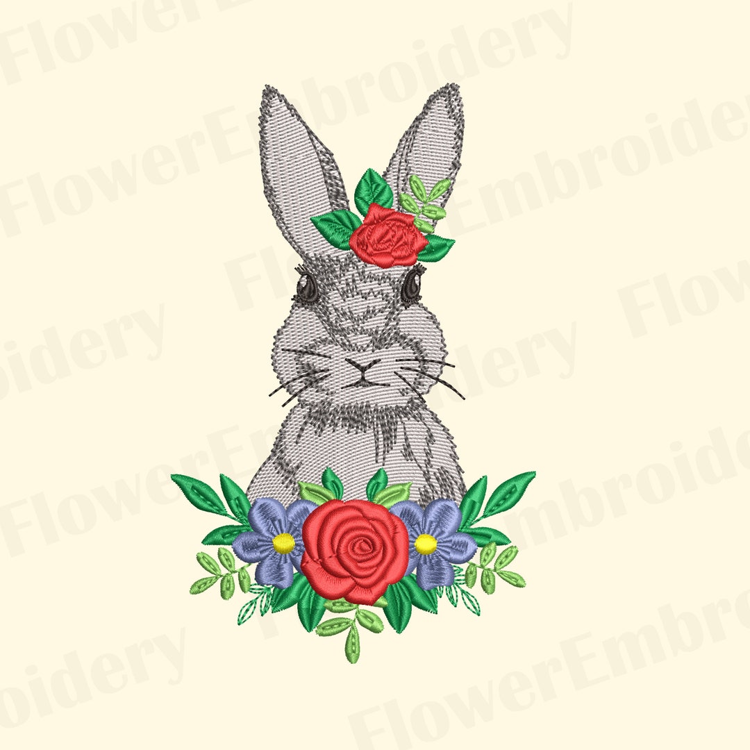Happy Easter Machine Embroidery Design Easter Bunny Design Flower ...