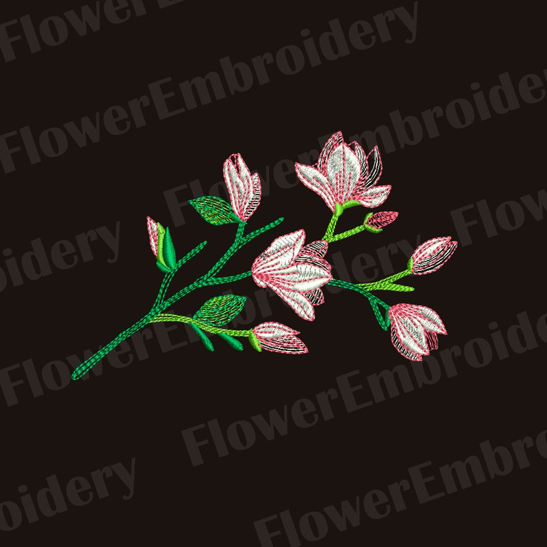 Magnolia Machine Embroidery Design Flower Embroidery Pattern for Shirt Machine Embroidery Design ...