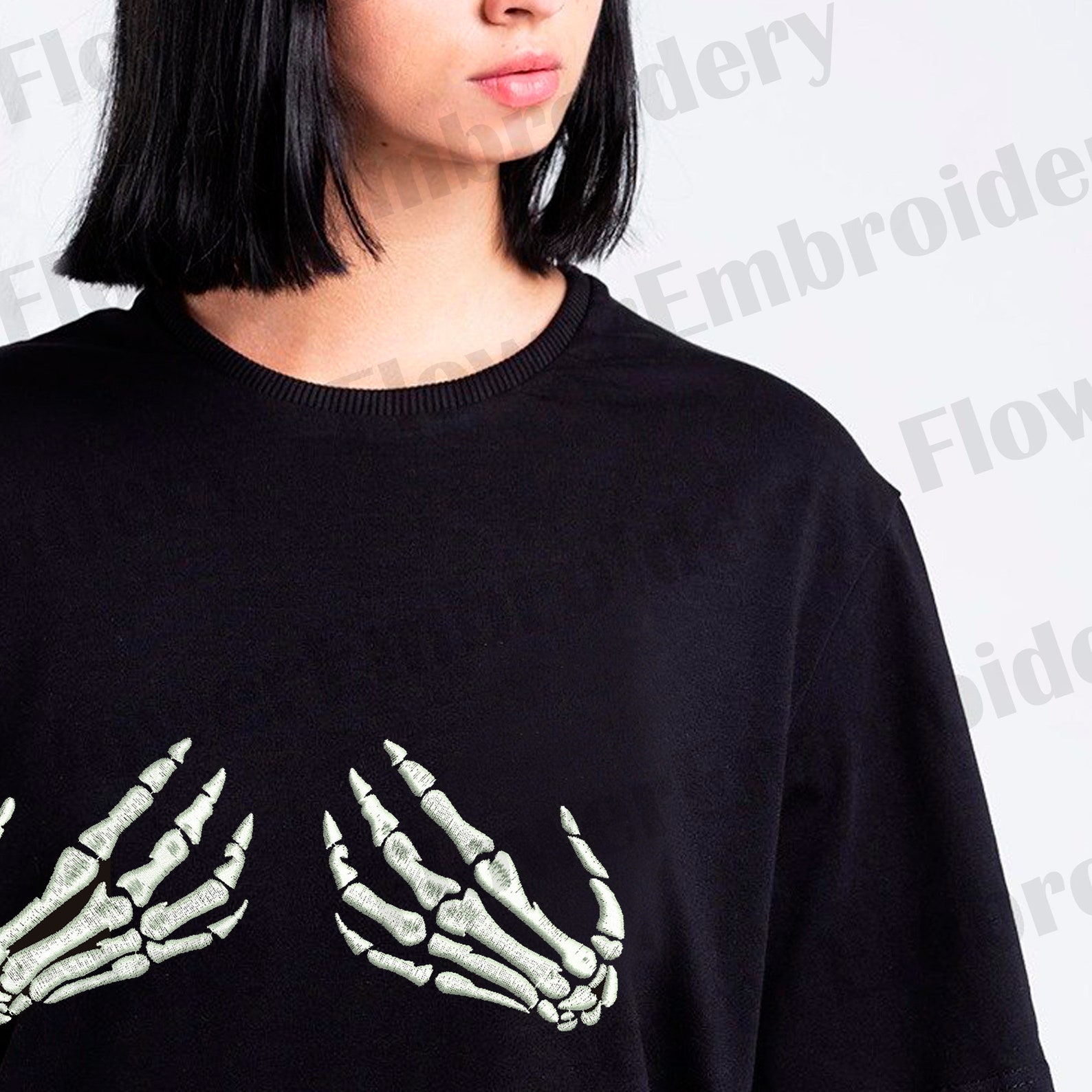 Skeleton Hand Embroidery Design Skeleton Bra Embroidery Design - Etsy