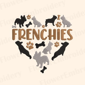 French Bulldog Embroidery Design: Dog Mom Frenchie Silhouette (10 ...