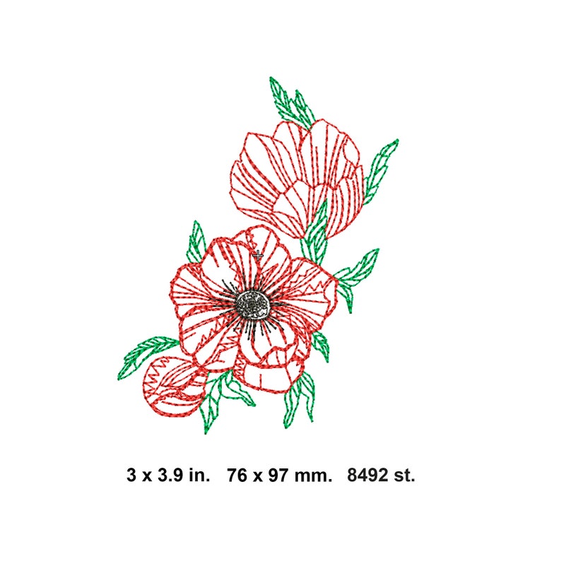 Machine Embroidery Flower Designs Poppy Embroidery Designs - Etsy