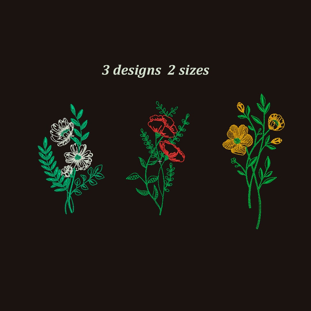 Simple Flower Embroidery Machine Wildflower Embroidery Design Digital ...