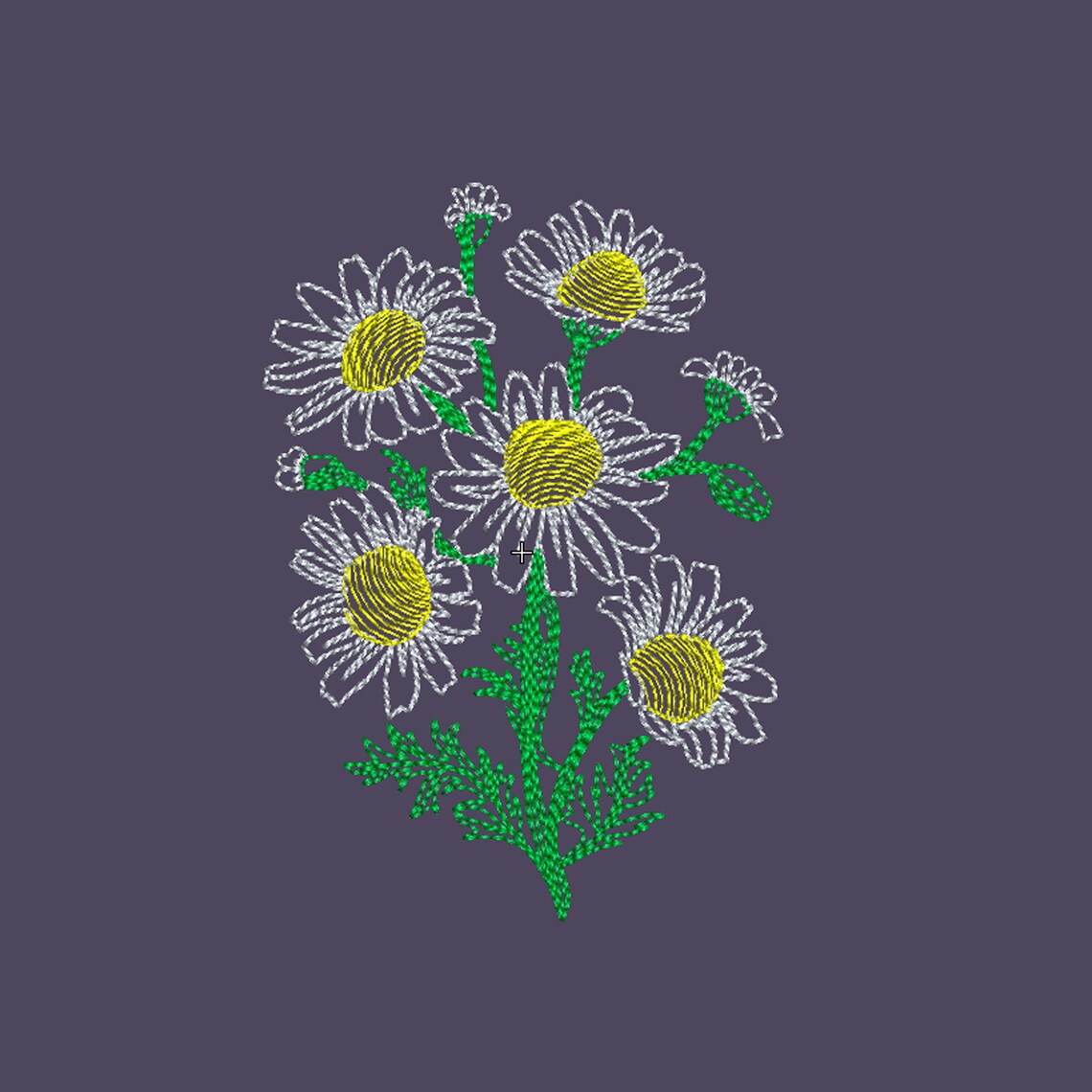 Simple flower embroidery machine Daisy embroidery Wildflower | Etsy
