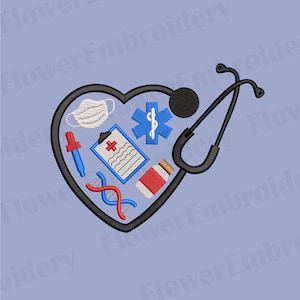 Nurse Machine Embroidery Design Medical Design Stethoscope Embroidery ...