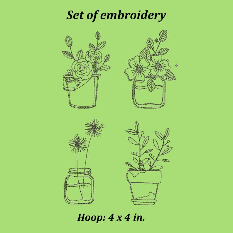 Machine Embroidery Design Grass Wildflower Embroidery Set - Etsy