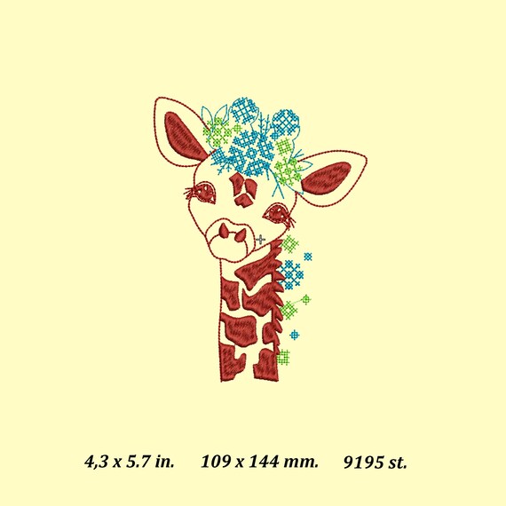 Giraffe Machine Embroidery Design Embroidery Giraffe Brother | Etsy