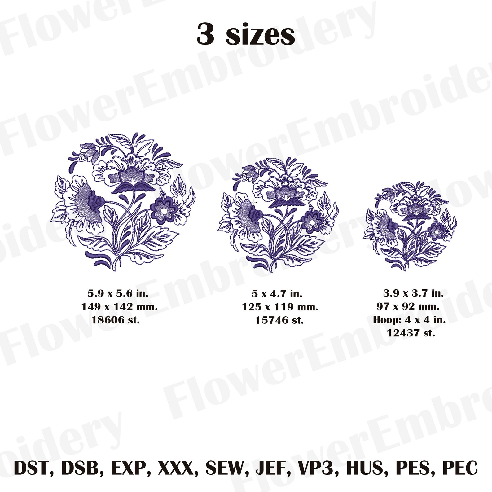 Machine Embroidery Design Flora Folk Art Embroidery Pattern Flower ...