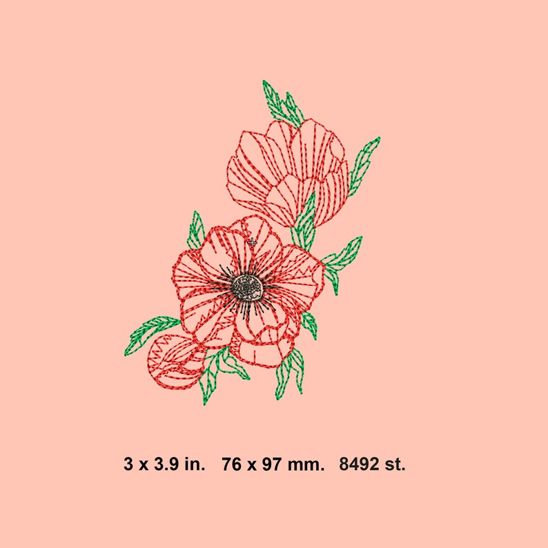 Machine Embroidery Flower Designs Poppy Embroidery Designs Wildflower ...