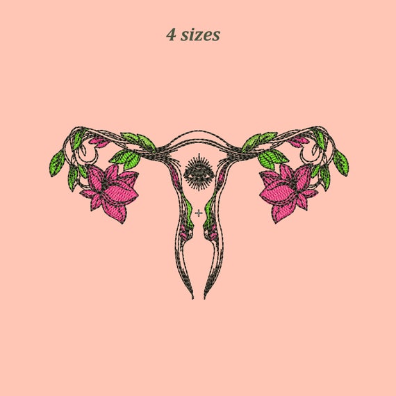 Uterus embroidery design Uterus in flowers embroidery Woman | Etsy