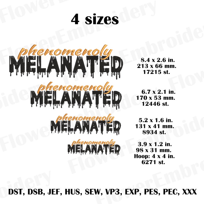 Melanated Machine Embroidery Design Black Afro Quotes Melanin - Etsy